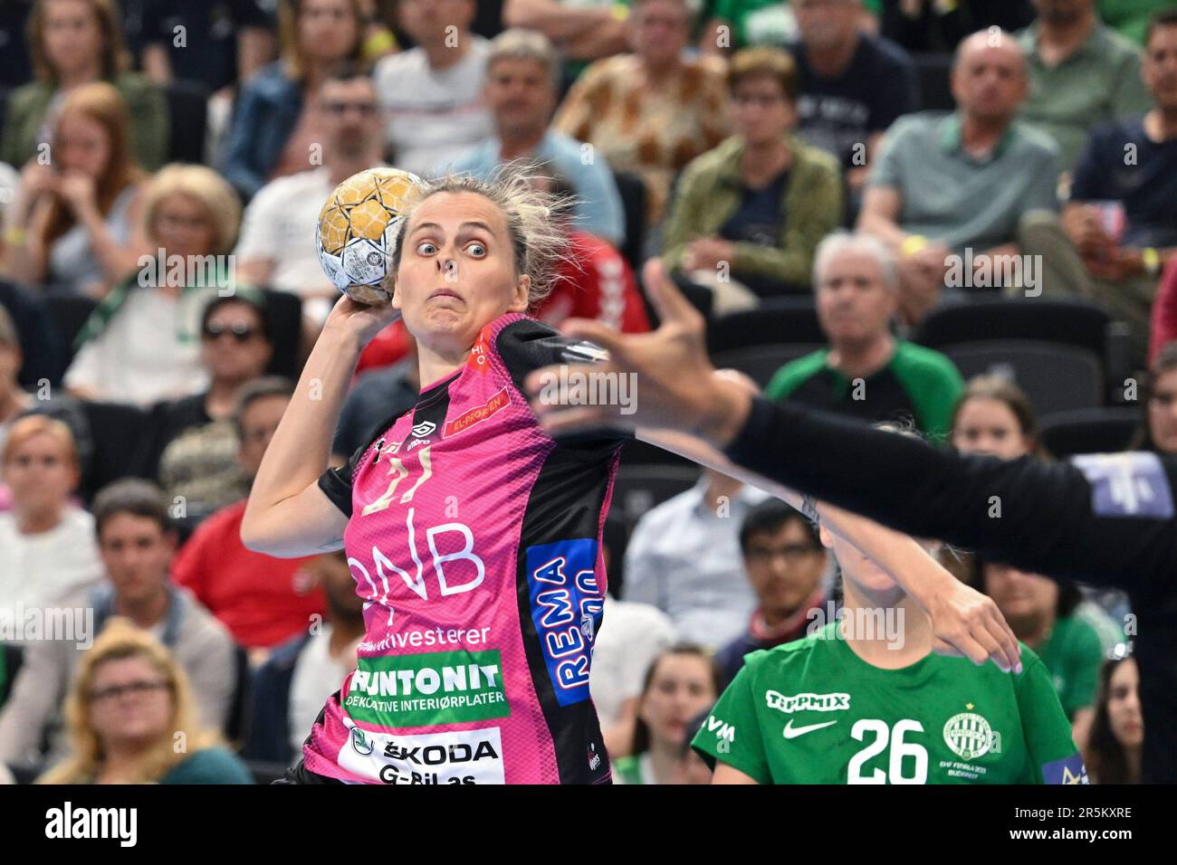 Sunniva Naes Andersen of Kristiansand attempts to score during the ...