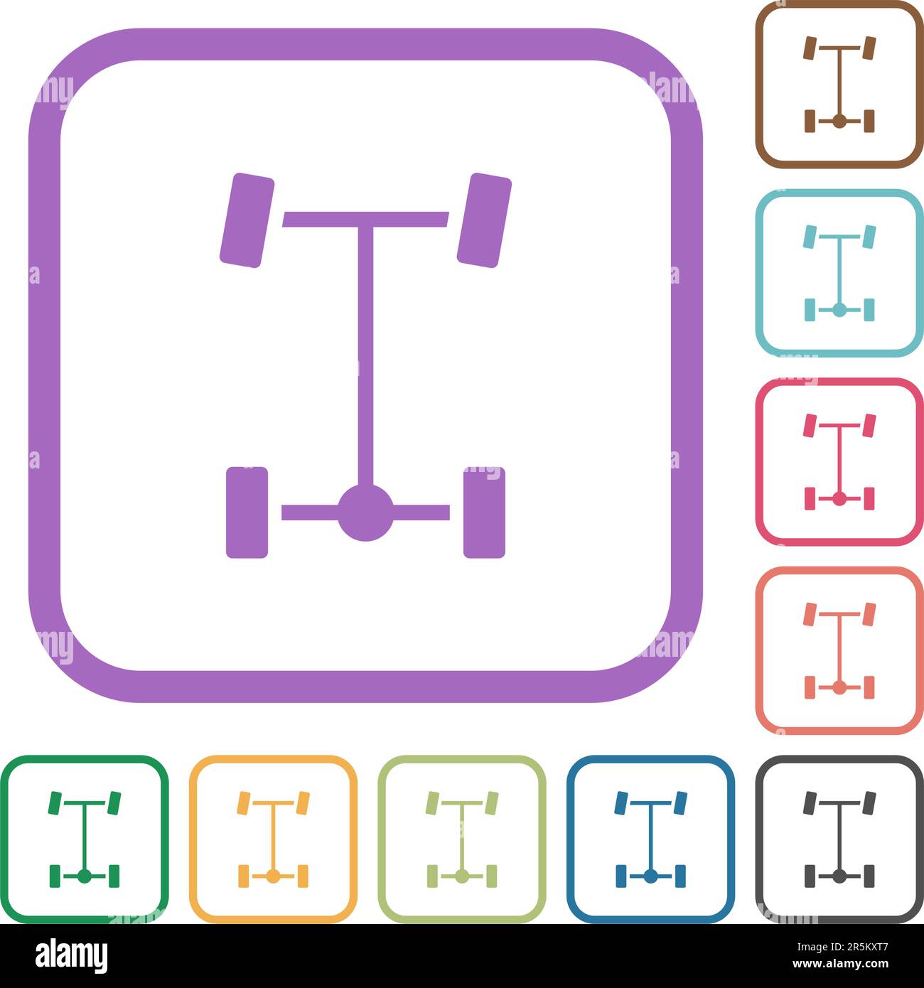 Rear differential simple icons in color rounded square frames on white background Stock Vector ...