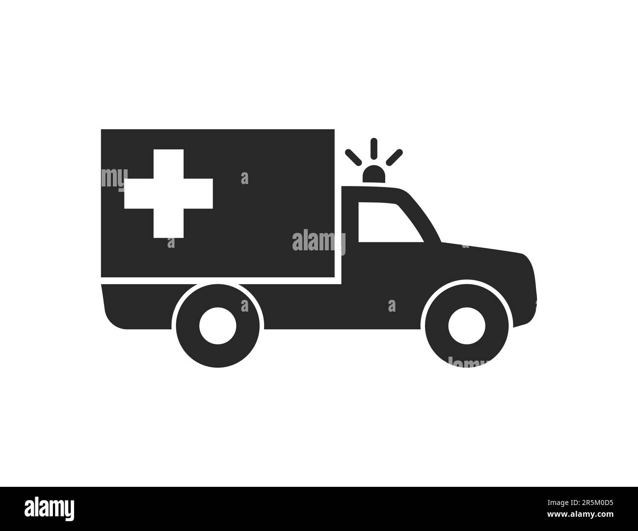 simple ambulance first aid medical car truck van black silhouette side view icon symbol vector ...