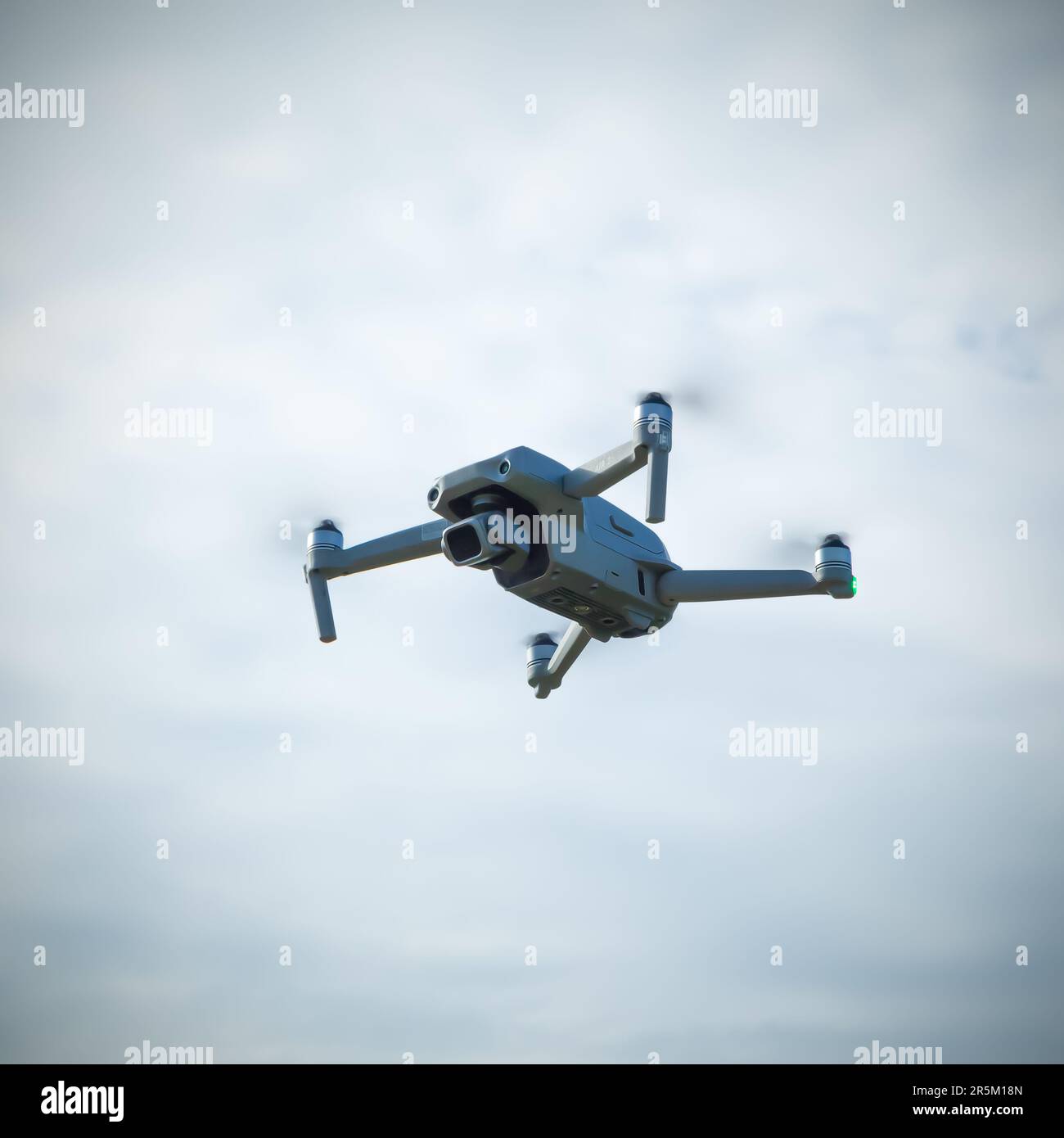 drone DJI air 2S in the sky, front view, close-up, cloudy sky Stock ...