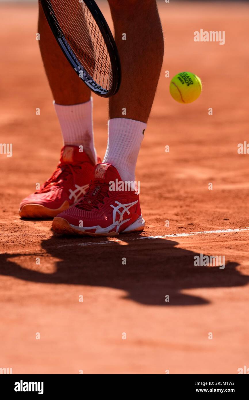PARIS, FRANCE - JUNE 4: Novak Djokovic serves during 4th round of ...