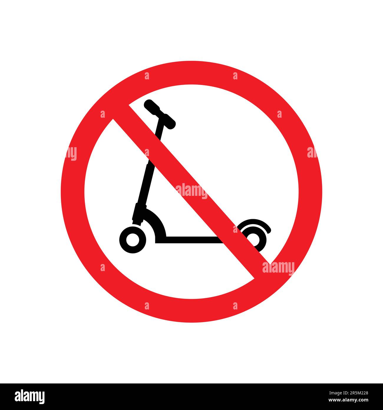 Classic Prohibited No Push Scooter Permitted Sign Symbol In Red Circle
