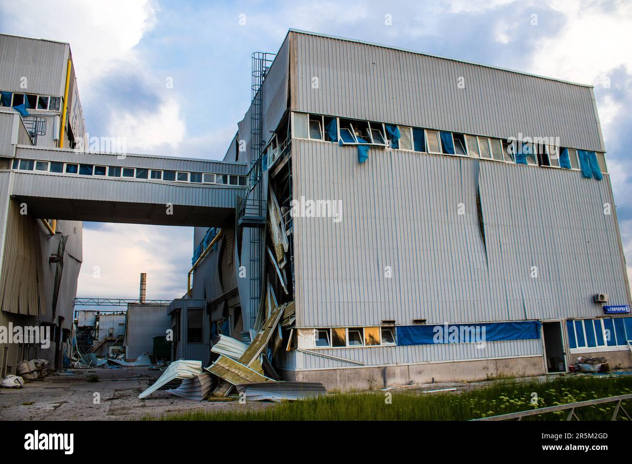 Damaged buildings of the Zeus ceramics factory in Sloviansk, Russian ...