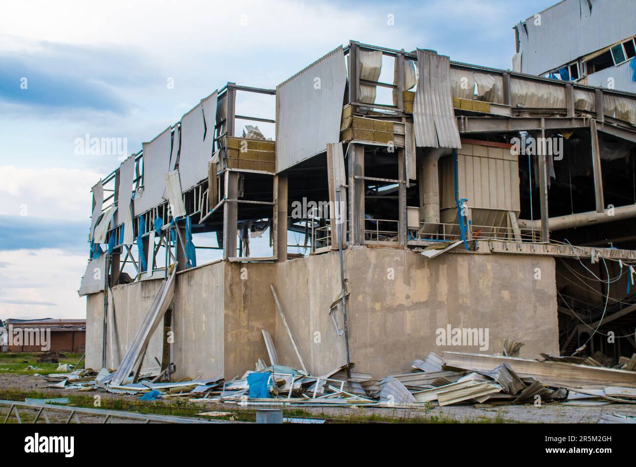 Damaged buildings of the Zeus ceramics factory in Sloviansk, Russian ...