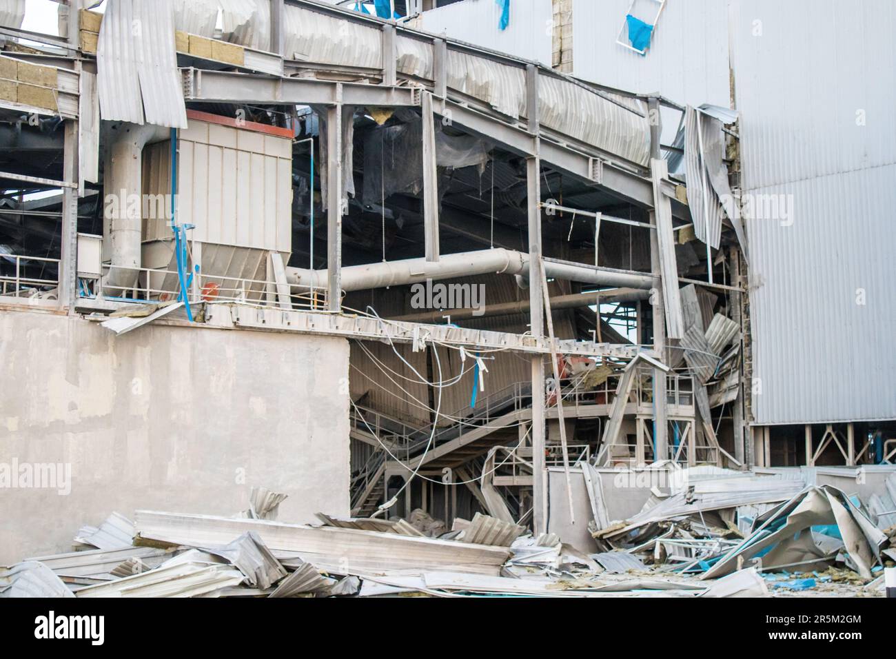 Damaged buildings of the Zeus ceramics factory in Sloviansk, Russian ...