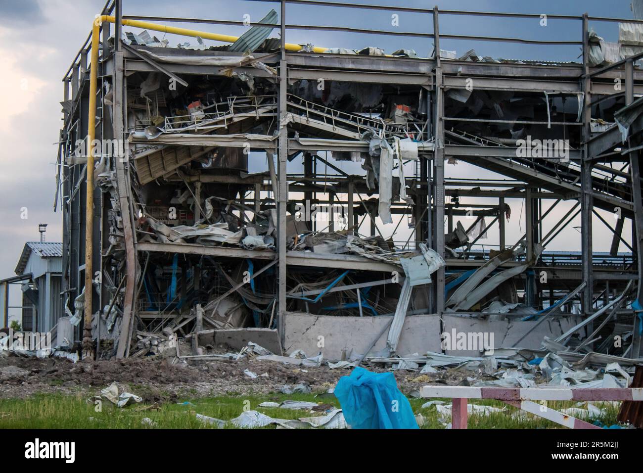 Damaged buildings of the Zeus ceramics factory in Sloviansk, Russian ...