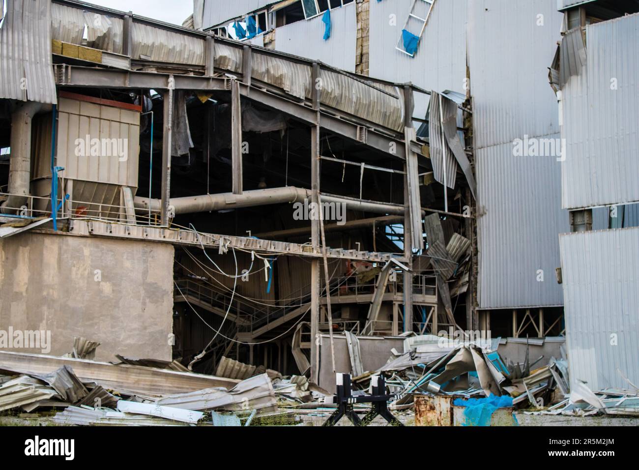 Damaged buildings of the Zeus ceramics factory in Sloviansk, Russian ...