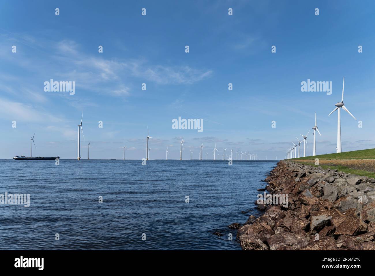 onshore and offshore wind farm Stock Photo - Alamy