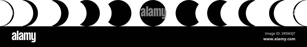 Moon phases isolated poster. Waning and half moons, crescent shape ...