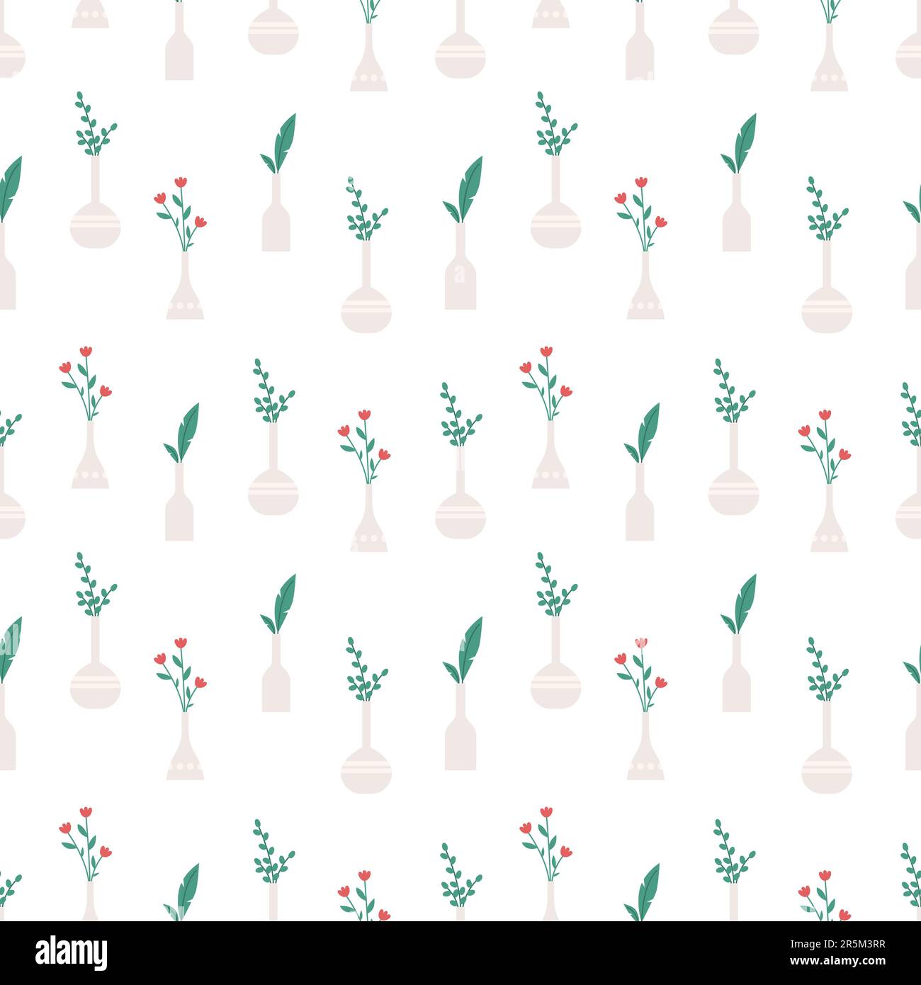 Flowers in vases seamless pattern. Floral elements, bouquets with ...
