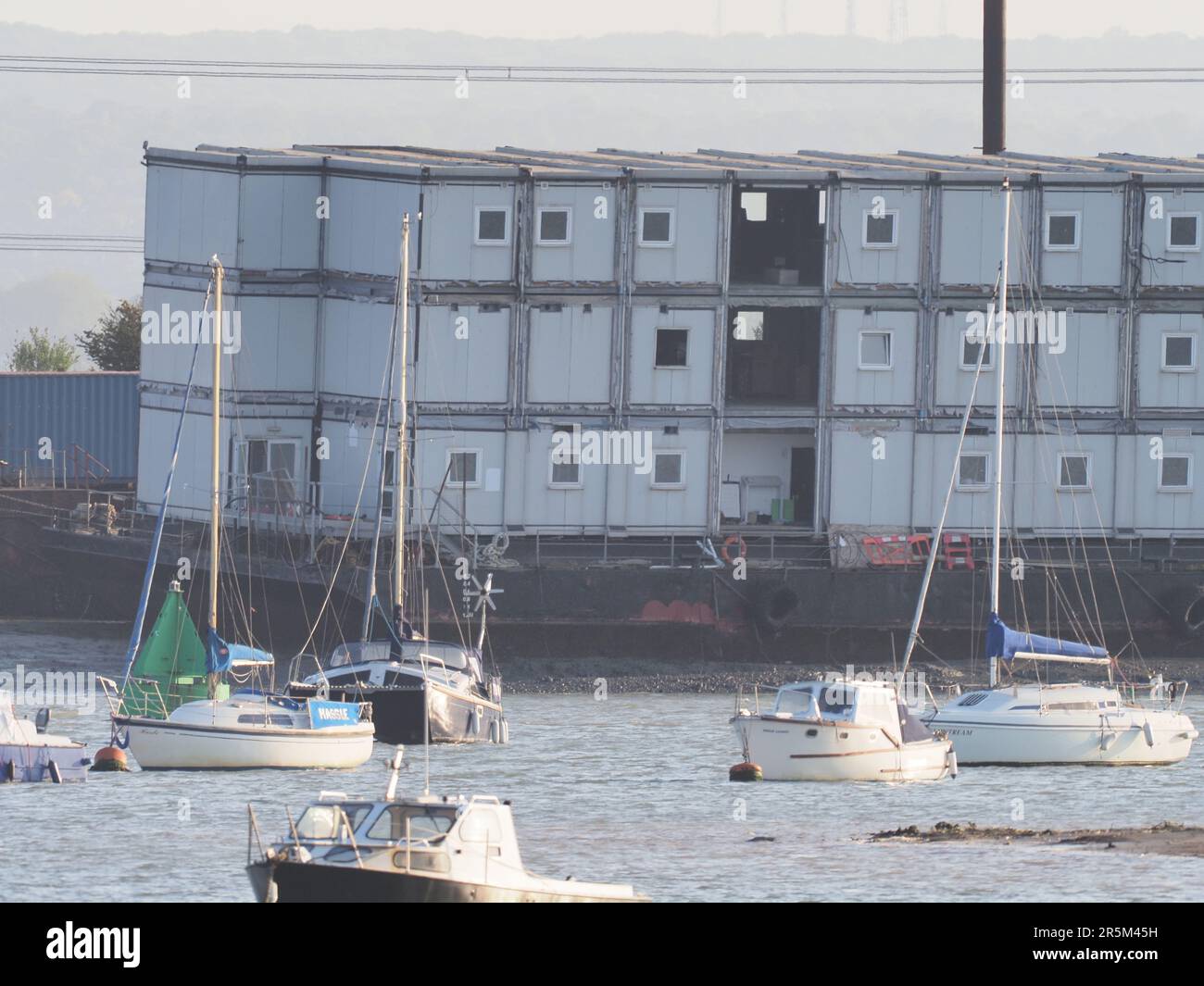 Queenborough, Kent, UK. 4th June, 2023. Three Accommodation Barges have ...