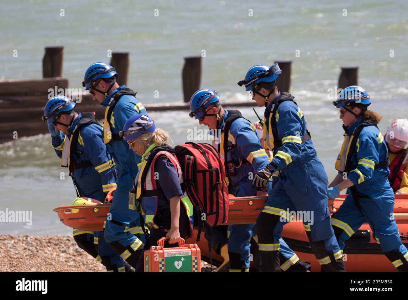 Joint emergency services display with focus on water safety. RNLI and ...