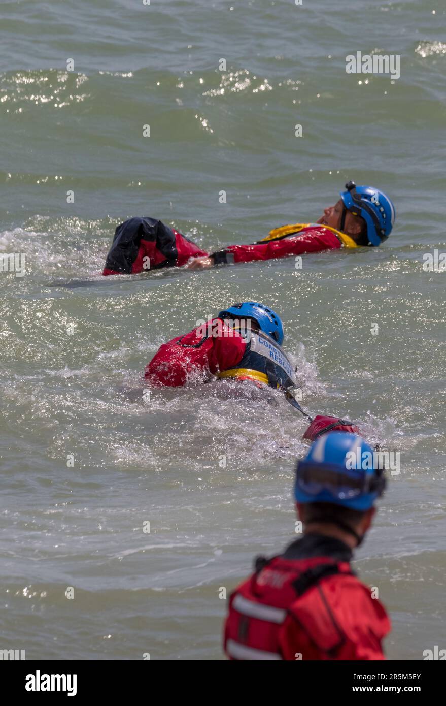 Joint emergency services display with focus on water safety. RNLI and ...