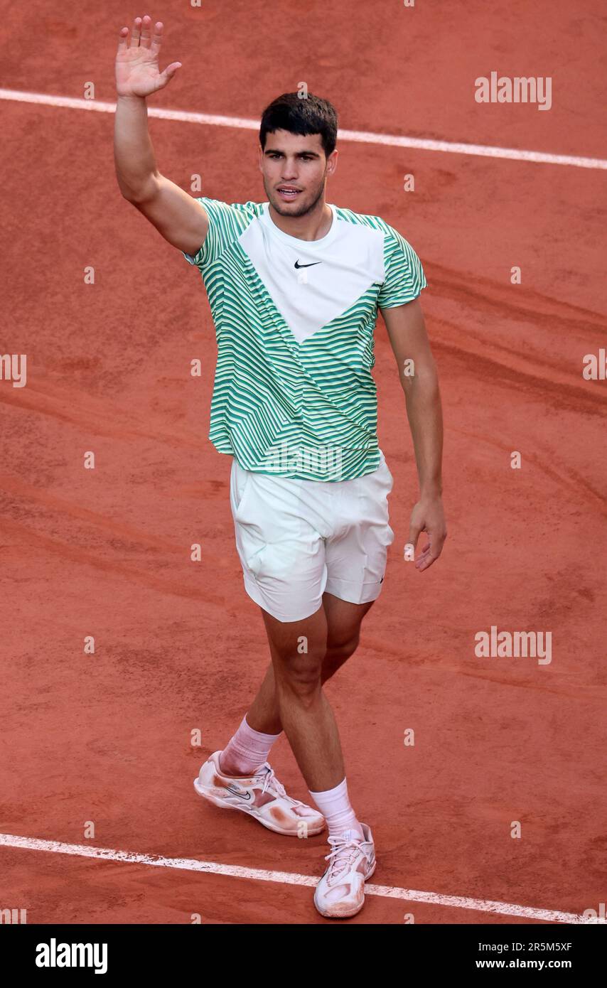 Paris, France. 04th June, 2023. Top-seeded Carlos Alcatraz of Spain ...