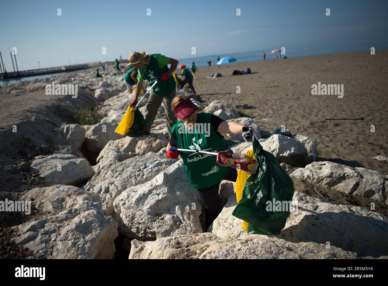 Malaga, Spain. 04th June, 2023. A group of volunteers are seen ...