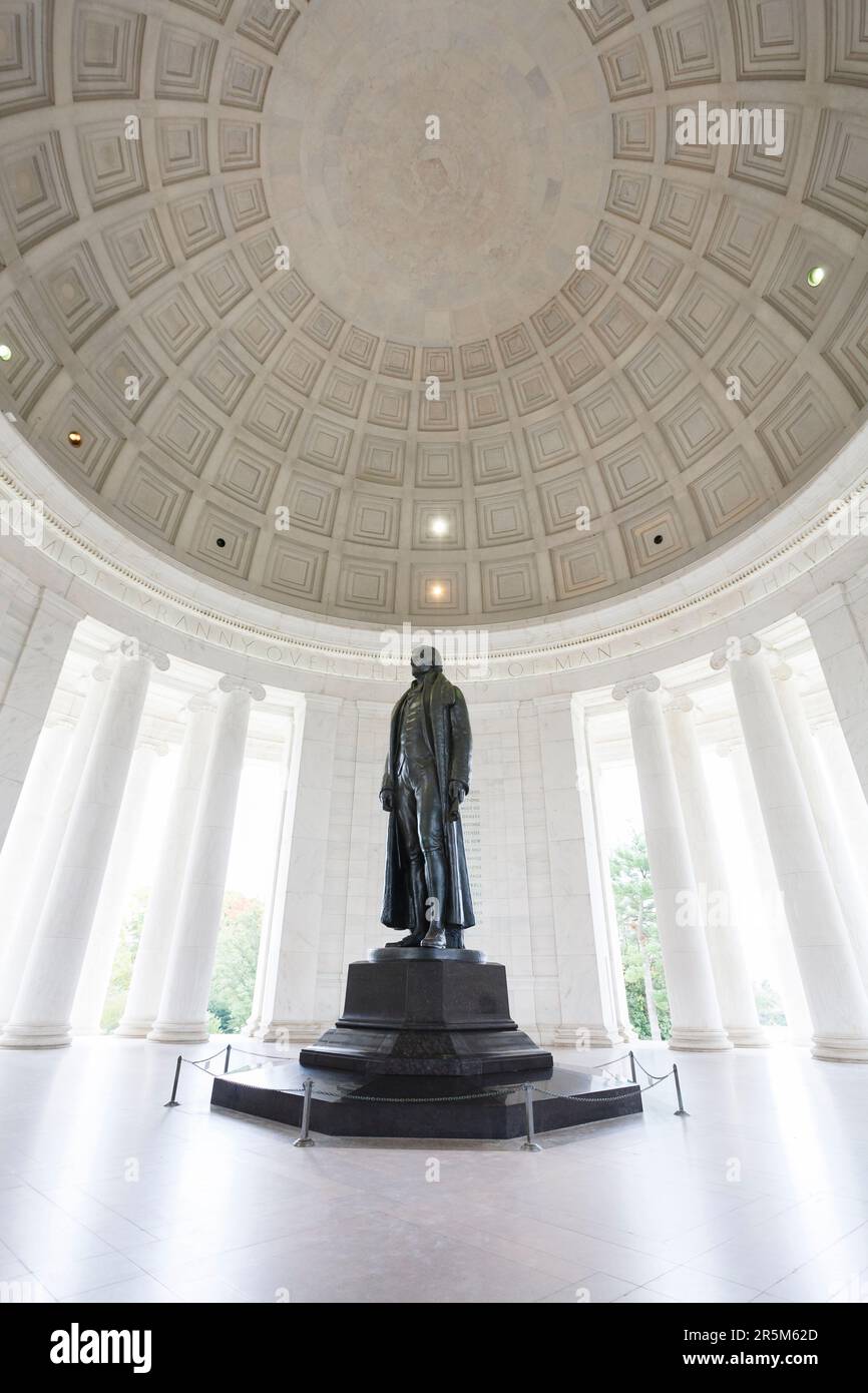 Statue of US president Thomas Jefferson inside Jefferson Memorial monument, Washington DC Stock ...