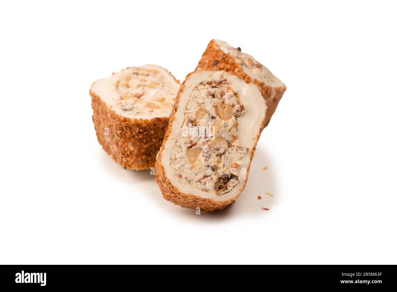 Sweet roll with nuts, turkish sweets. Turkish rahat isolated on a white ...