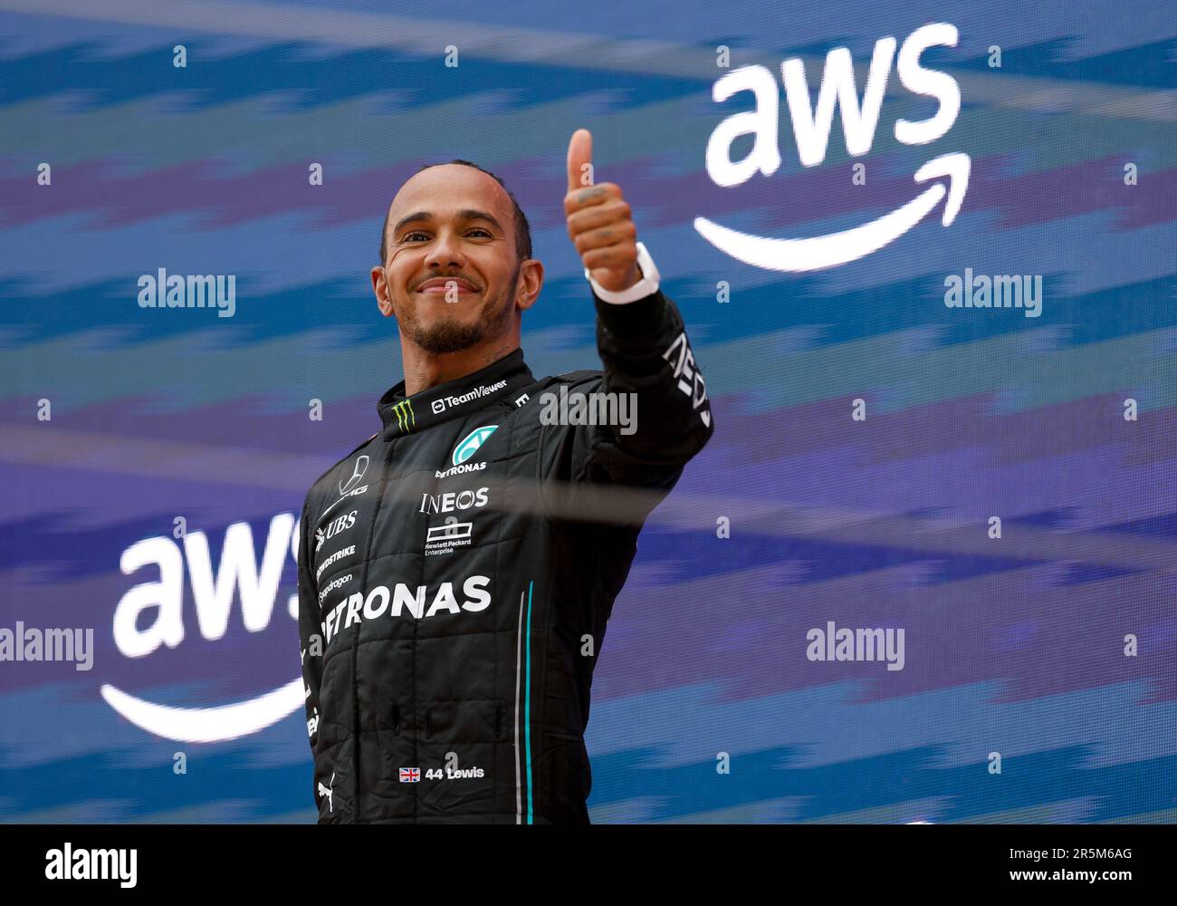 Lewis hamilton podium barcelona 2023 hi-res stock photography and ...