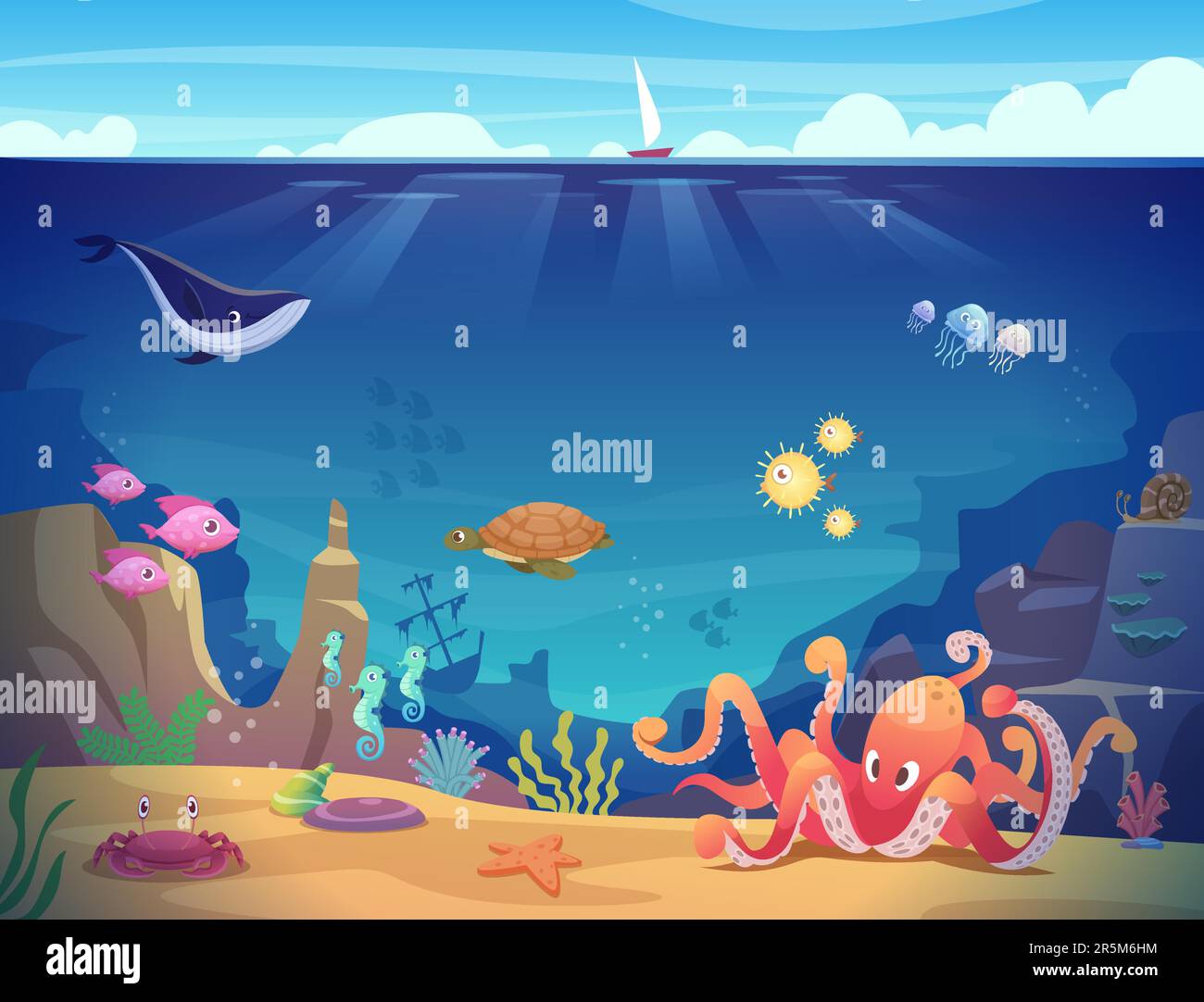 Octopus tentacles coral reef Stock Vector Images - Alamy