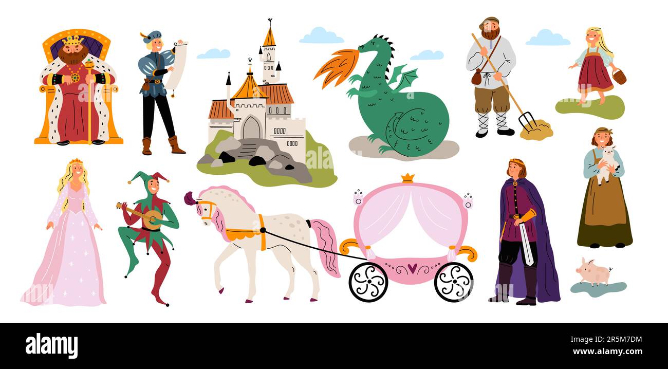 Medieval fairy tale. Fabulous characters and objects. Royal family and ...