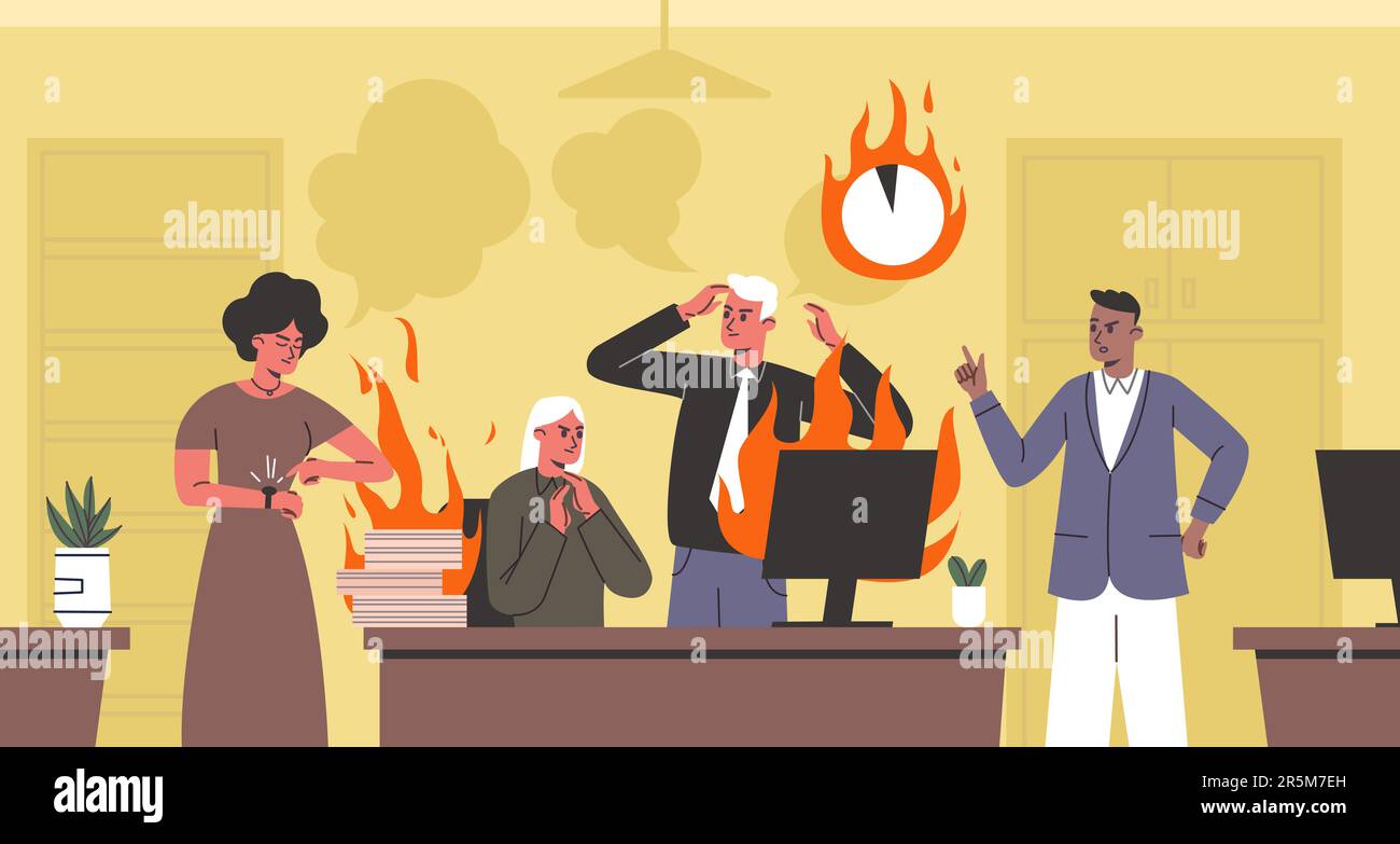 Stress at work. Office team brainstorming. Employees solve tasks ...