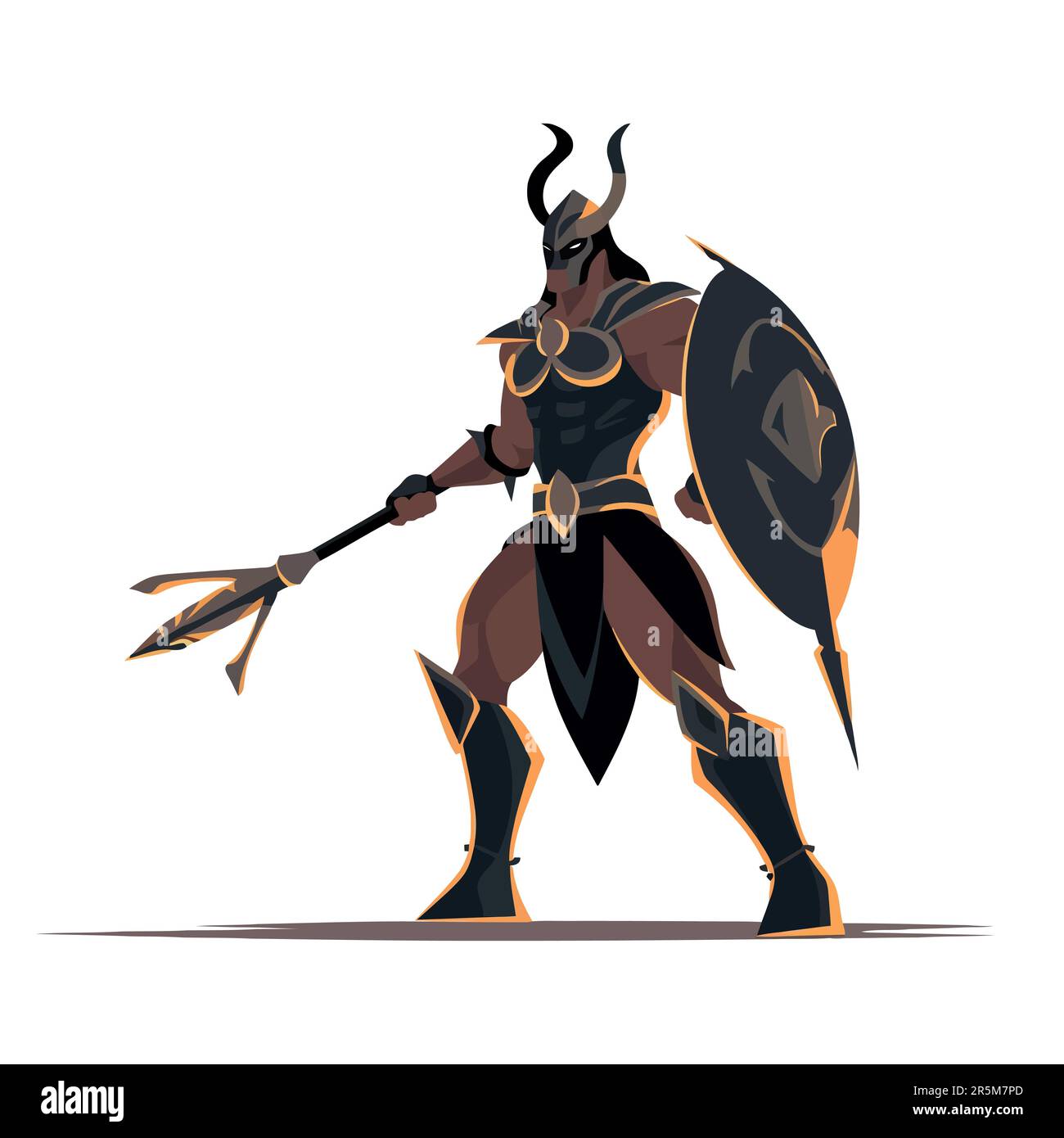 Image of warrior with weapons. Ancient warrior soldier. Vector ...