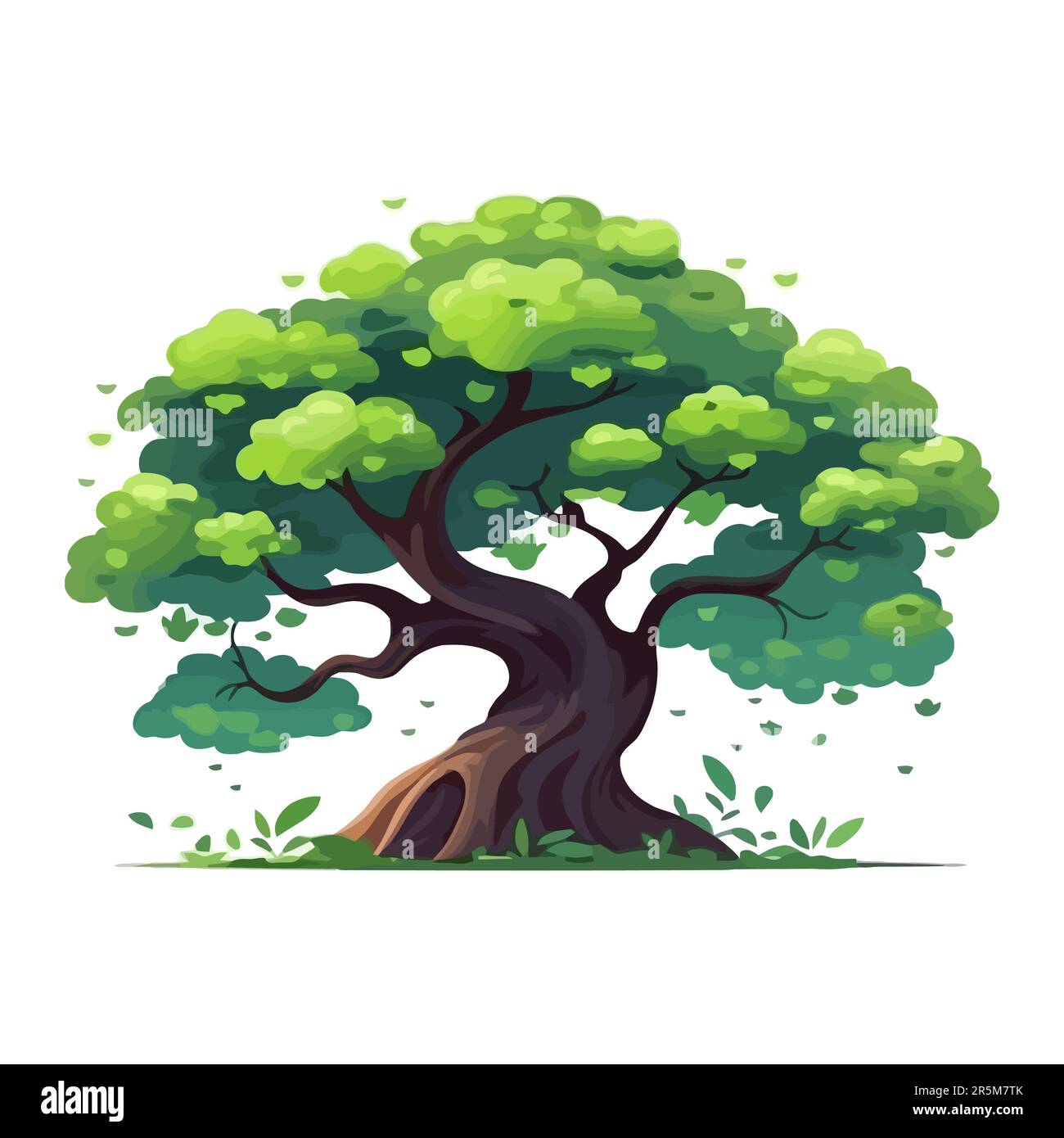 Cartoon green tree. Tree isolated on white background. Green tree for ...