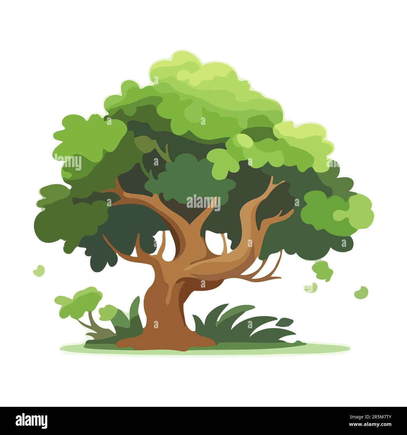 Cartoon green tree. Tree isolated on white background. Green tree for ...