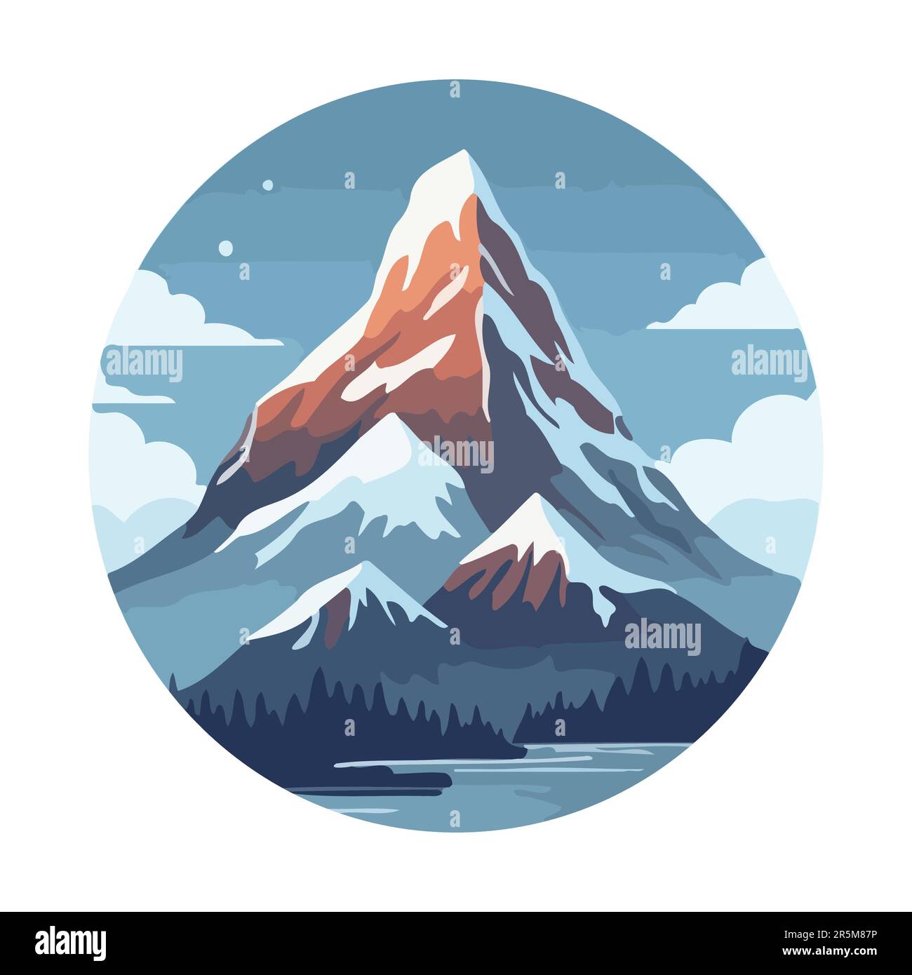 Mountain image. Cute rocky peaks in flat style. Mountaintop image ...