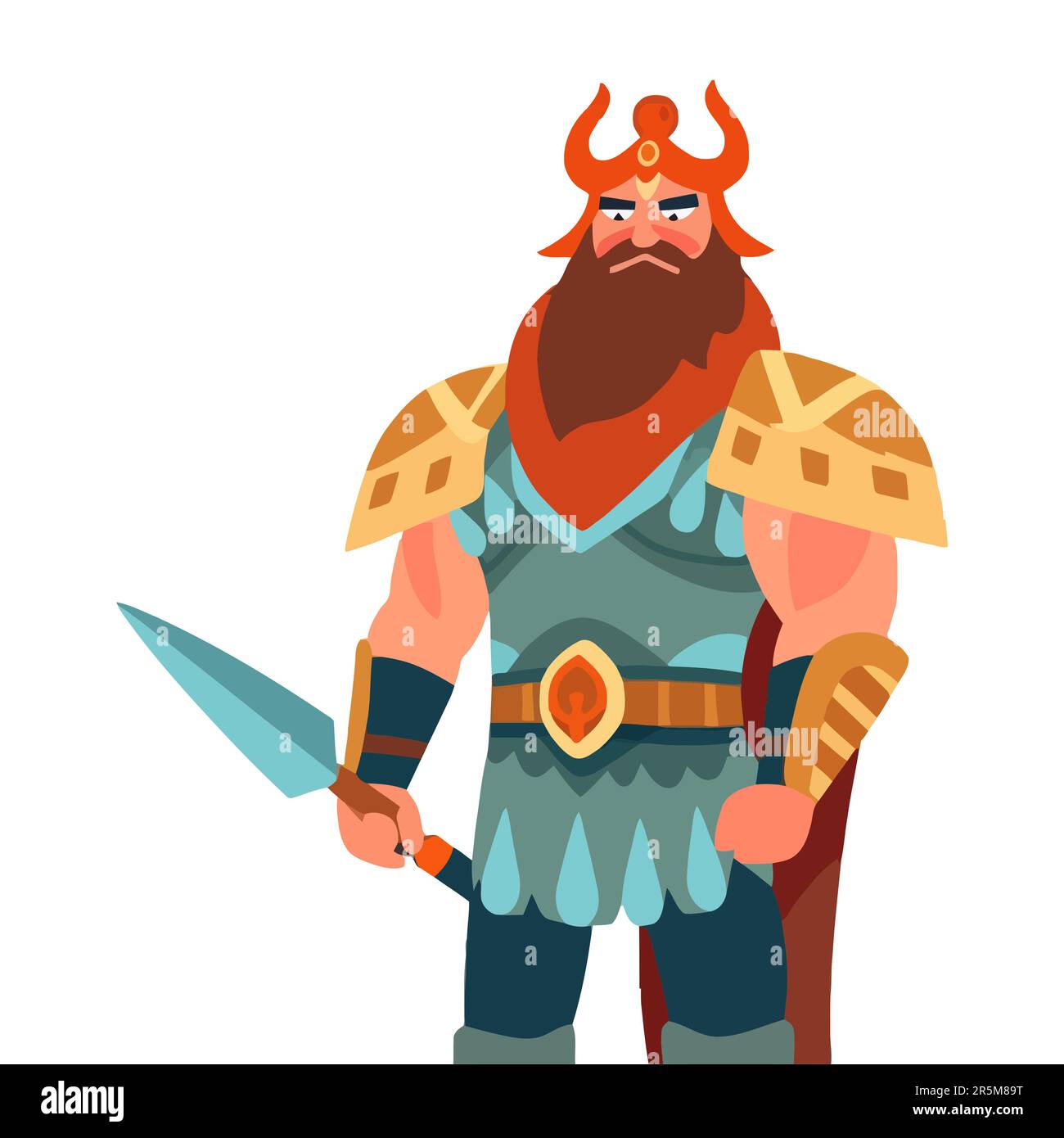 Image of warrior with weapons. Ancient warrior soldier. Vector ...