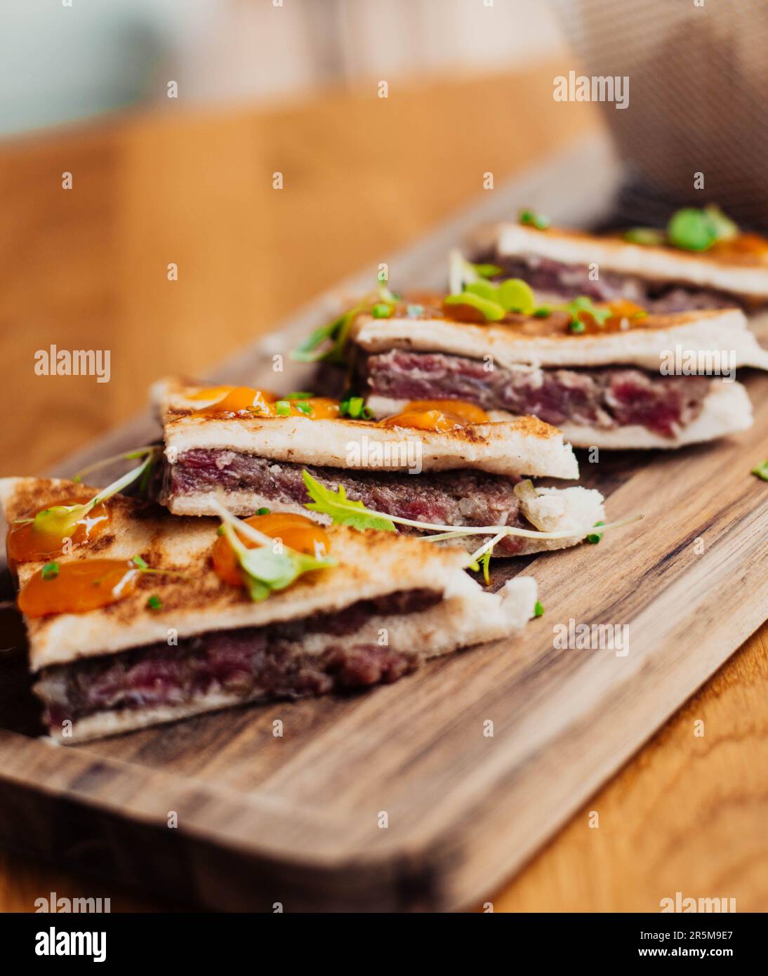 Premium quality beef entrails gourmet sandwich Stock Photo - Alamy