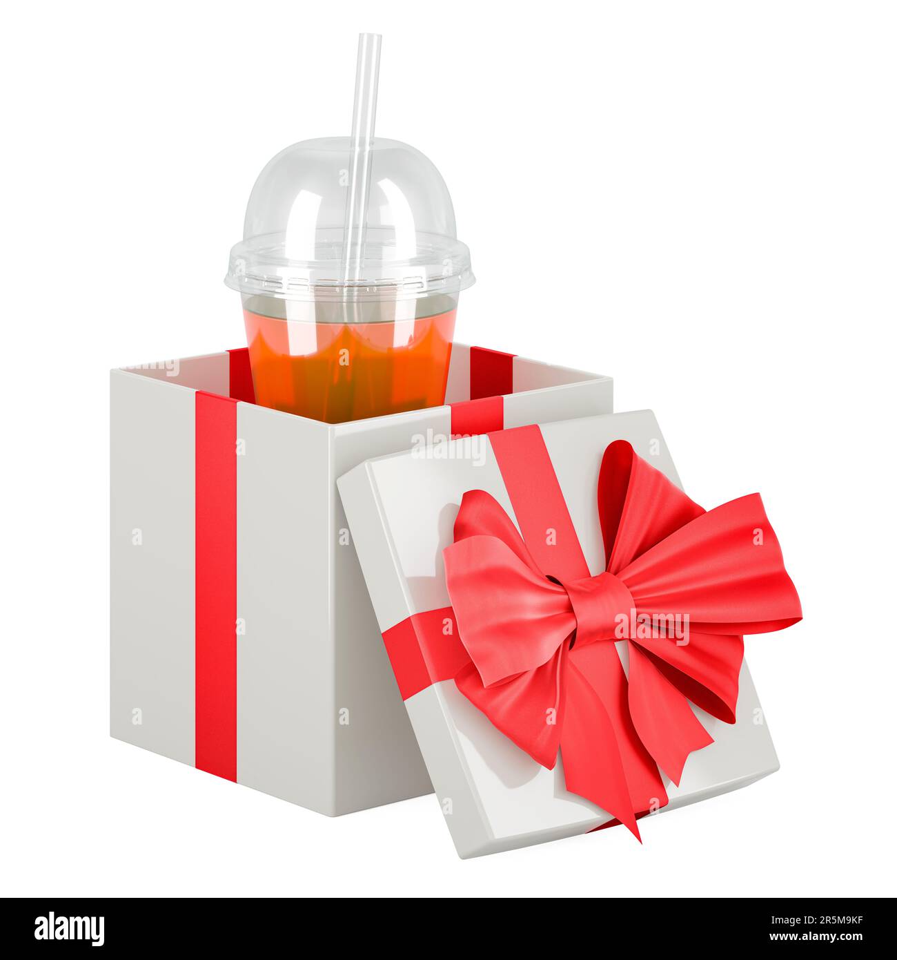 Plastic transparent disposable cup with drink inside gift box, 3D ...