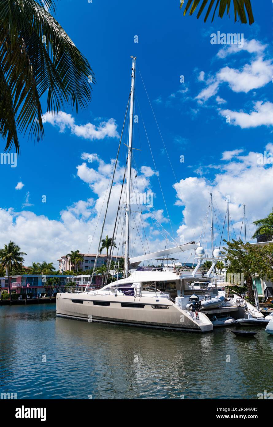 Miami, Florida USA - March 25, 2023: summer holidays sailing yacht ...