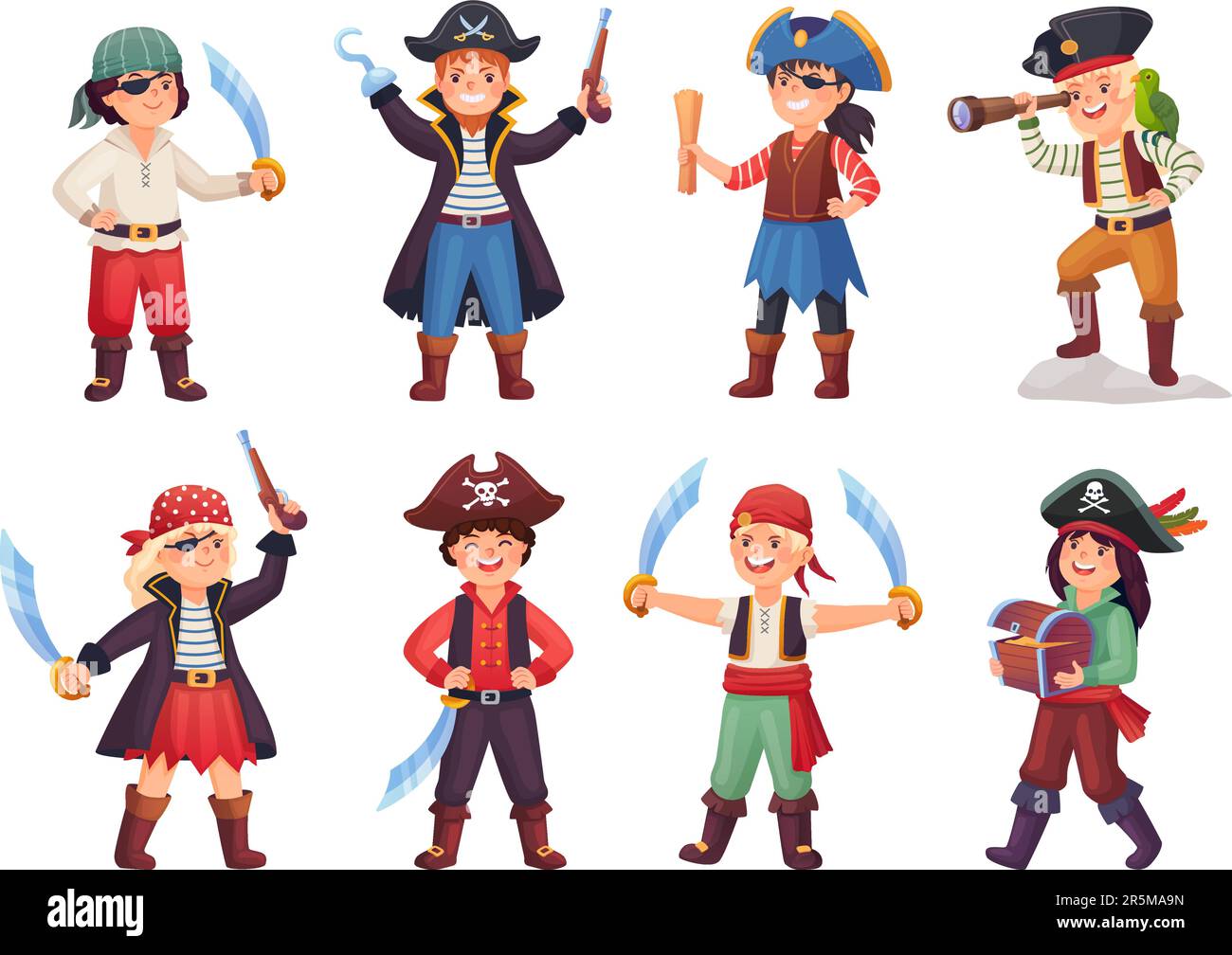 Kid pirate costumes. Child young pirates carnival costume, cartoon ...