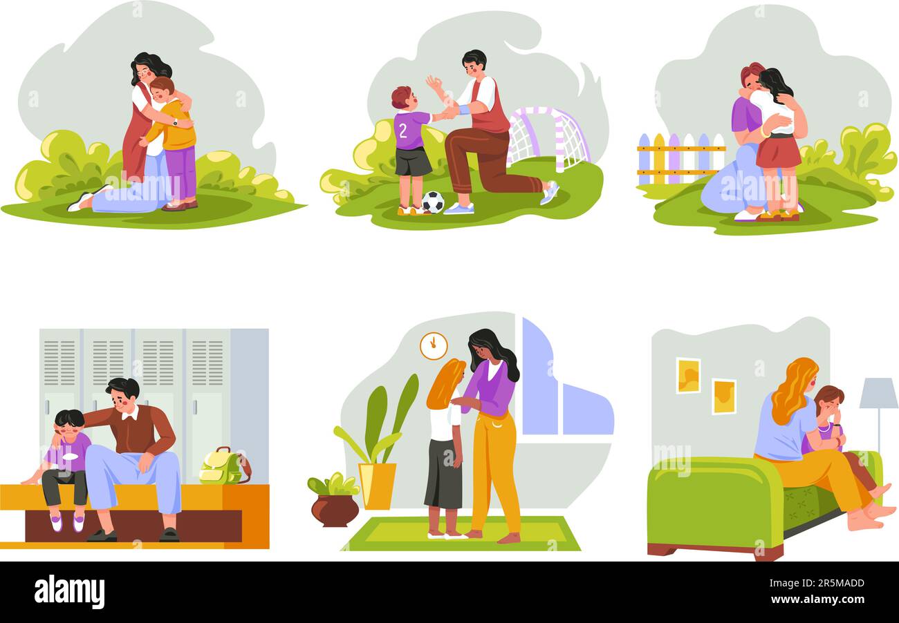 Mother father daughter sofa sad Stock Vector Images - Alamy