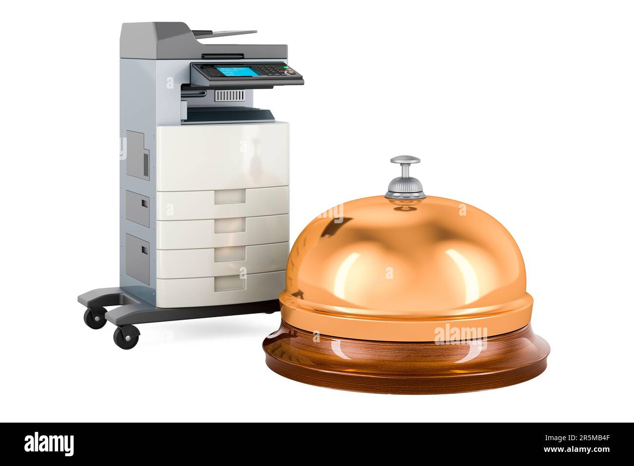 Office multifunction printer MFP with reception bell. 3D rendering ...