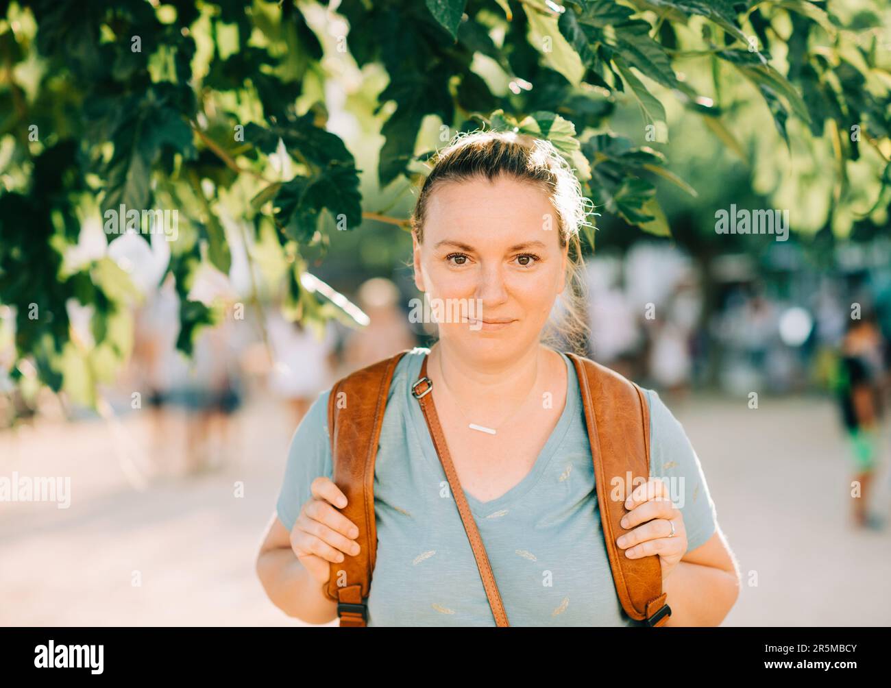 Portrait woman backpack hi-res stock photography and images - Alamy