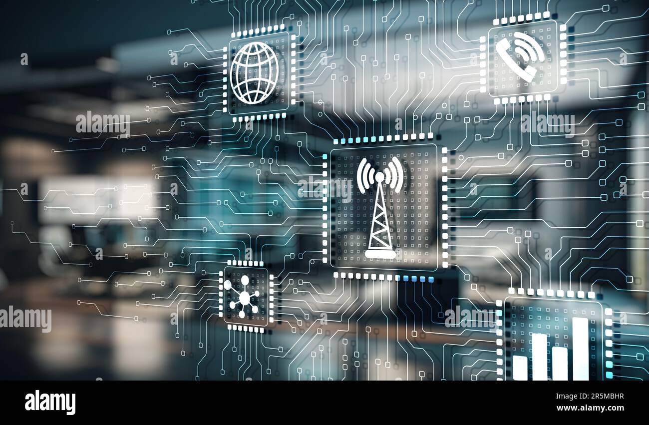 Telecom. Communication network concept. Smart network Internet of ...