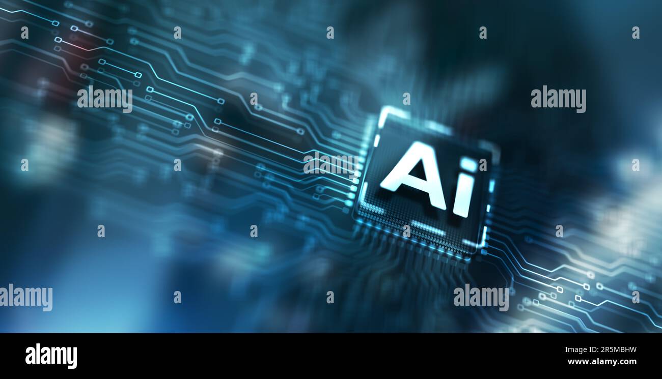 Artificial intelligence chip. Ai chipset on circuit board. Data center ...