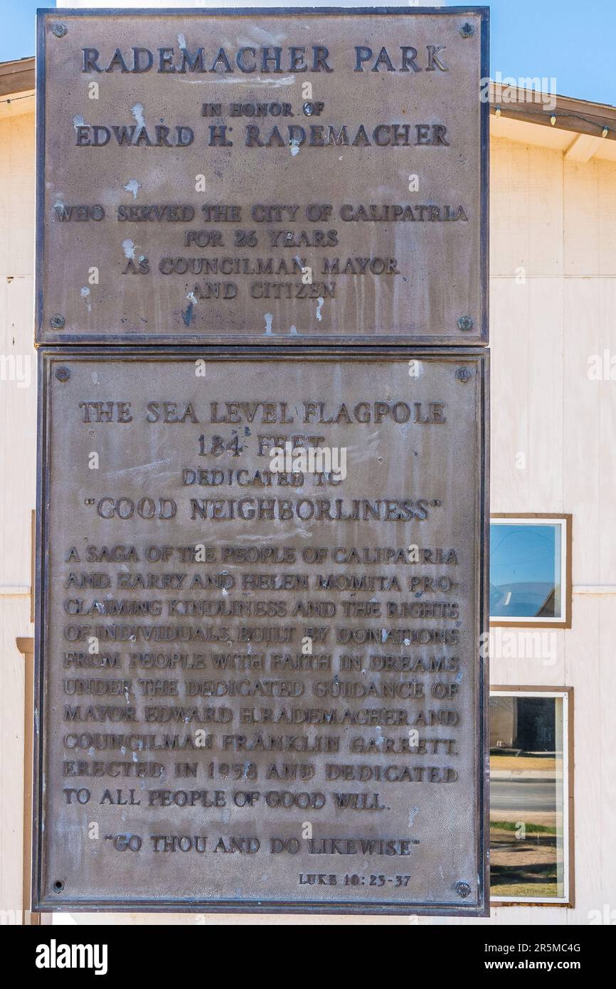 Sign for world's tallest flagpole in Calipatria, California in the ...