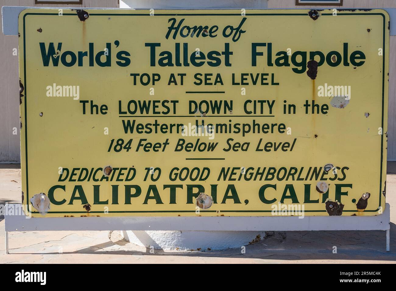 Sign for world's tallest flagpole in Calipatria, California in the ...