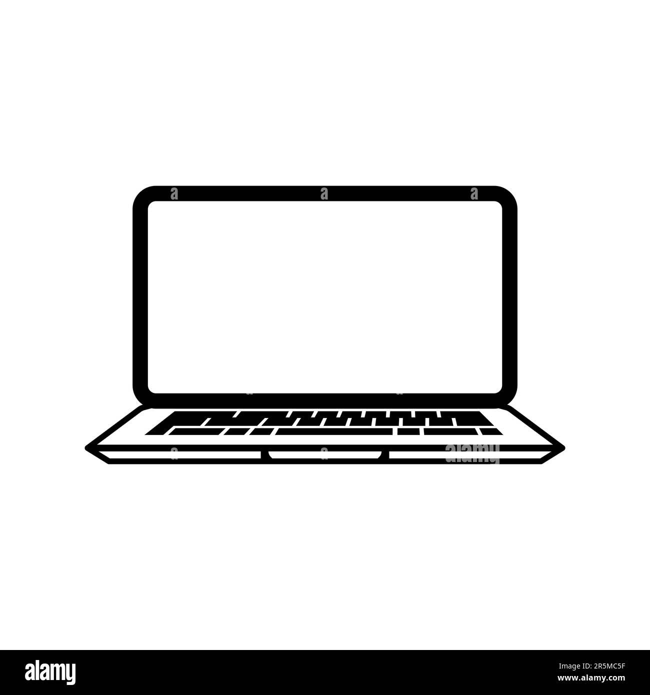 Laptop linear icon. Black notebook symbol. Laptop icon in flat design ...