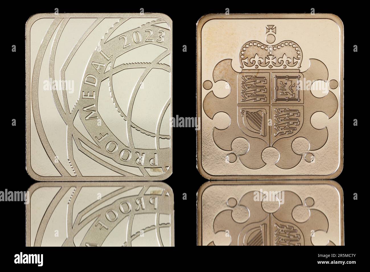 Royal Mint proof medal taken from the 2023 annual commemorative coin set Stock Photo - Alamy