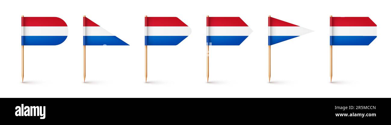 Realistic various Dutch toothpick flags. Souvenir from Netherlands ...