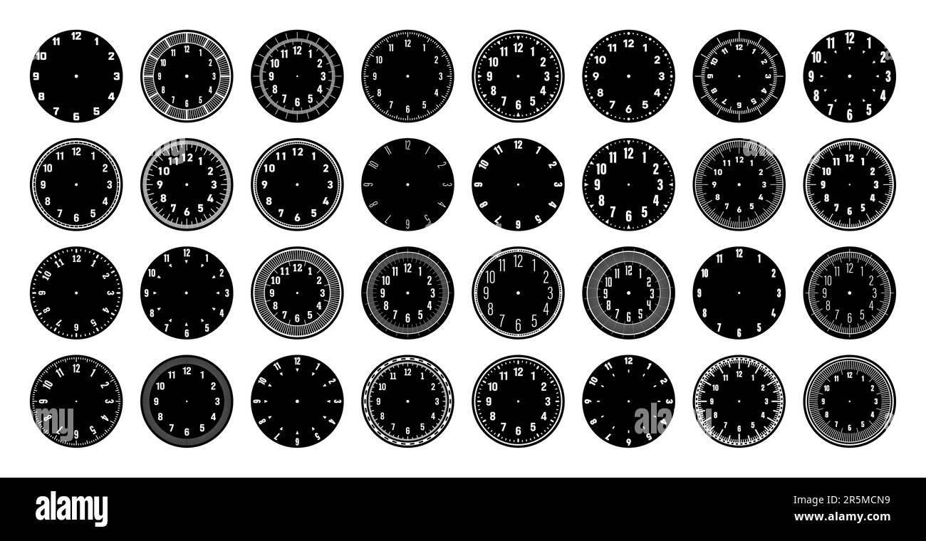 Mechanical clock faces, watch dial with numerals, bezel. Timer or ...