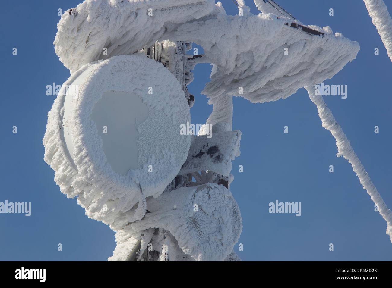 frozen antenna at weather station, winter scene Stock Photo - Alamy