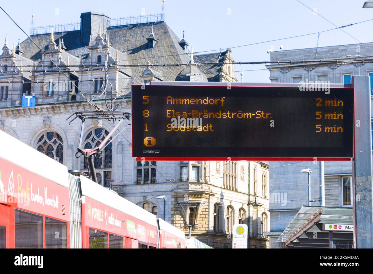 Tram stop information display in Halle Stock Photo - Alamy