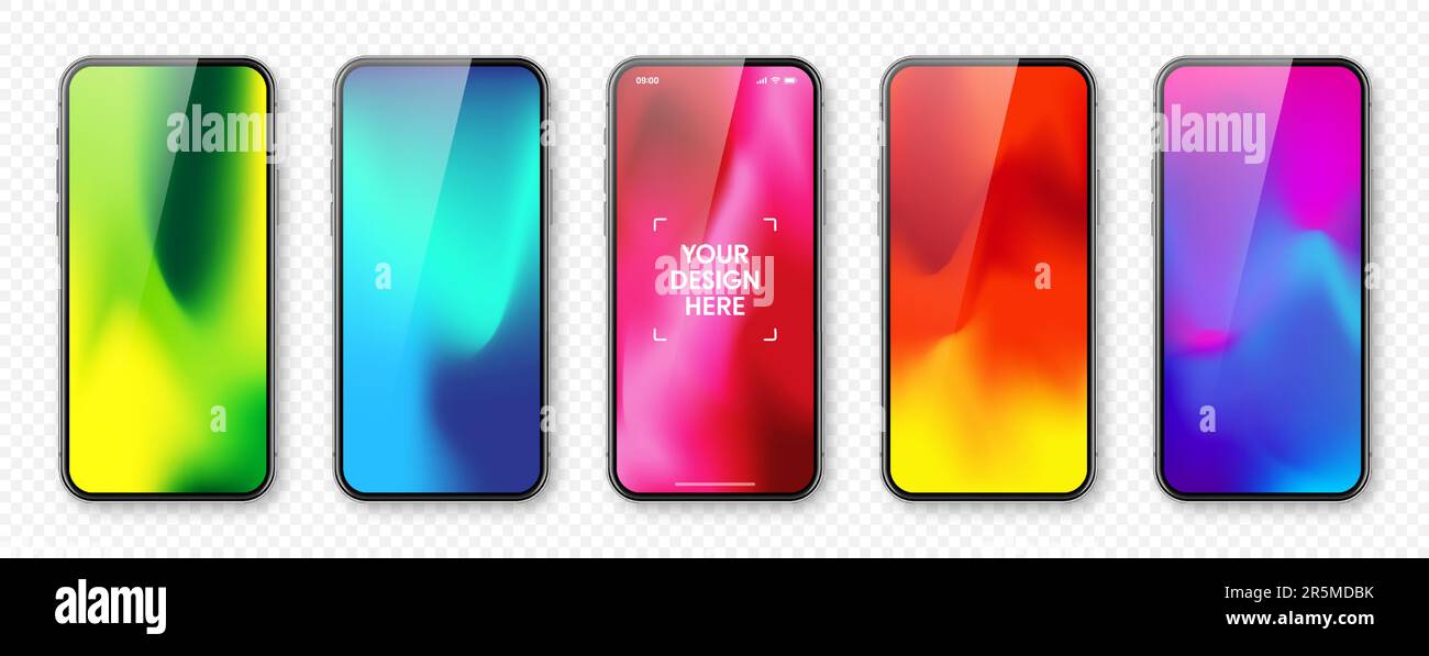 Smartphone with touch screen and abstract colorful background ...