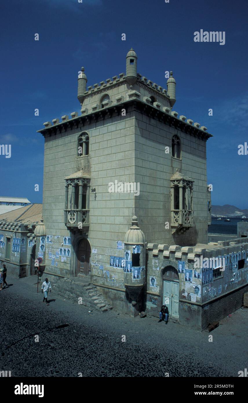 the Torre de Belem tower in the City Mindelo on the Island of Sao Pedro ...