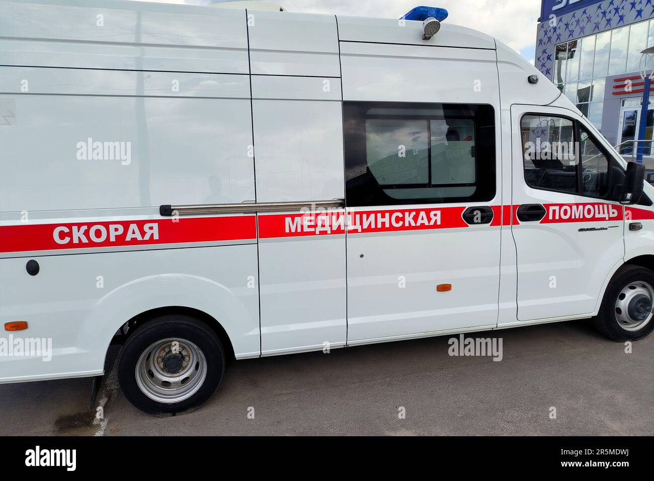 Russian Federation. Saint-Petersburg. Summer. The car is an ambulance ...